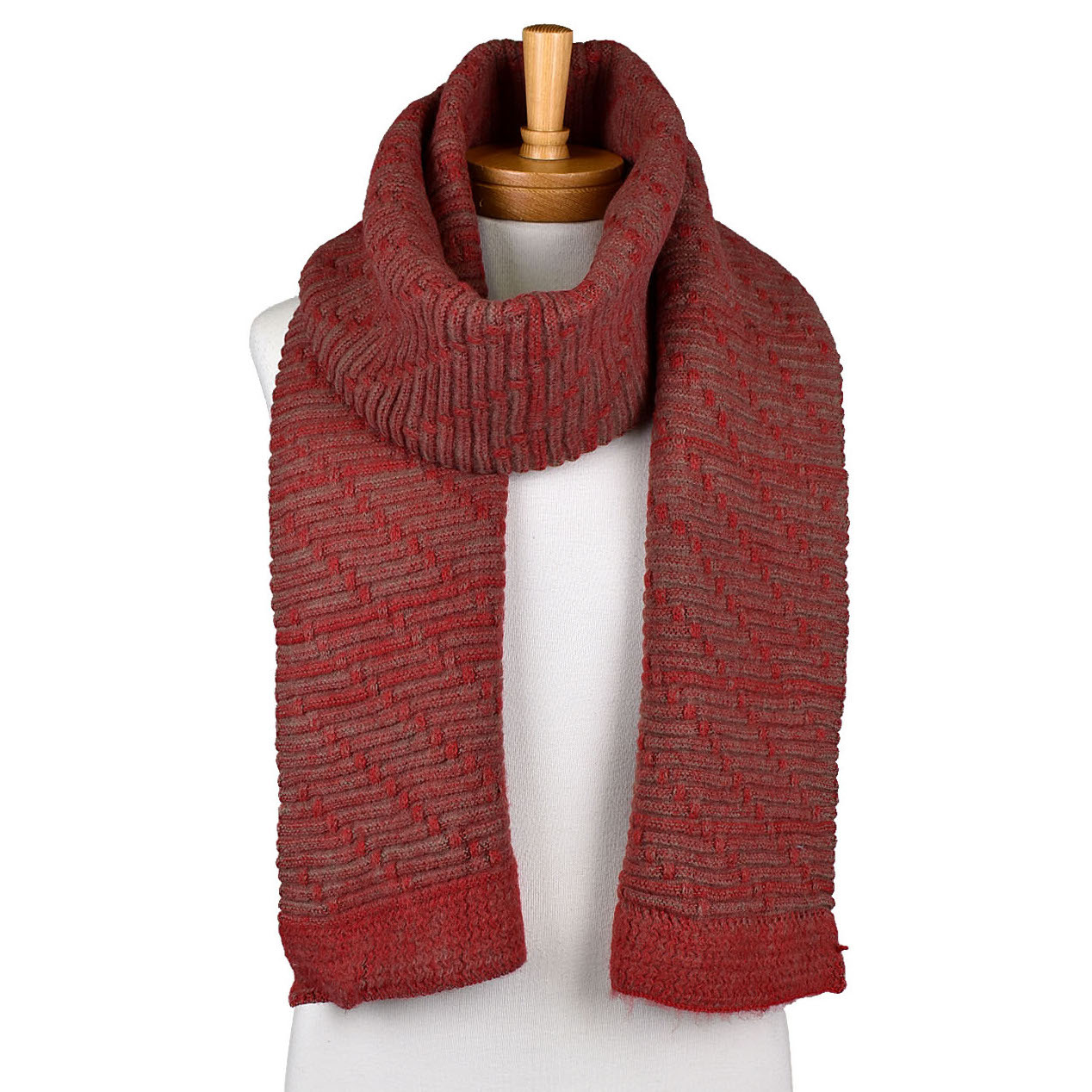THSS2067: Red: Two tone Stripe Scarf - Taylor Hill Scarves & Co.