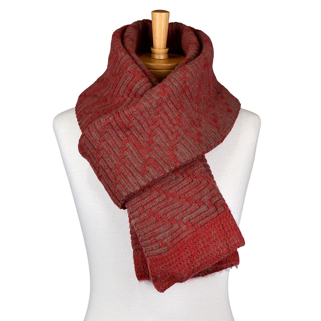 THSS2067: Red: Two tone Stripe Scarf - Taylor Hill Scarves & Co.